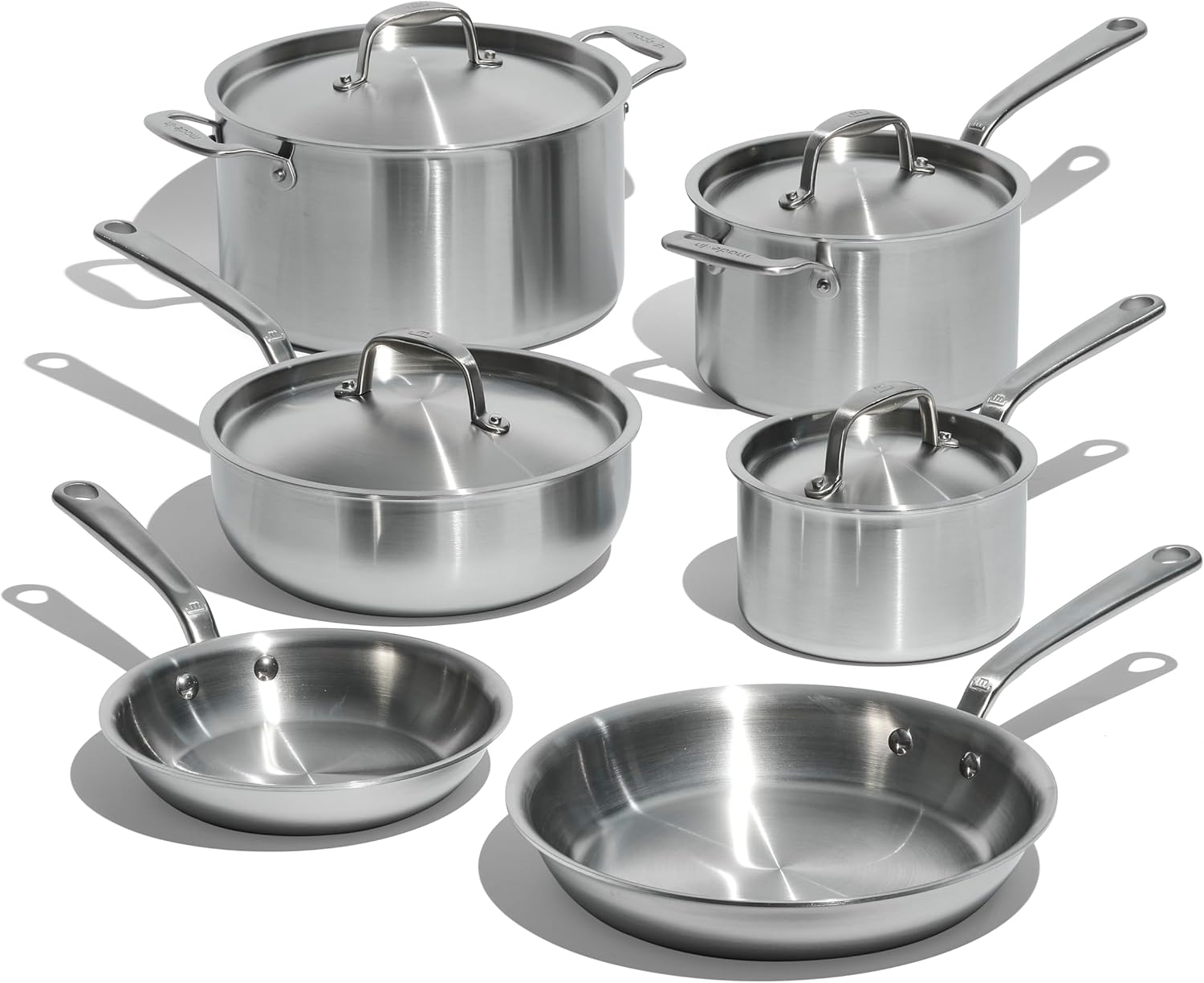 Made In 10-Piece Stainless Steel Cookware Set | Pro-Grade, 5-Ply, Made ...