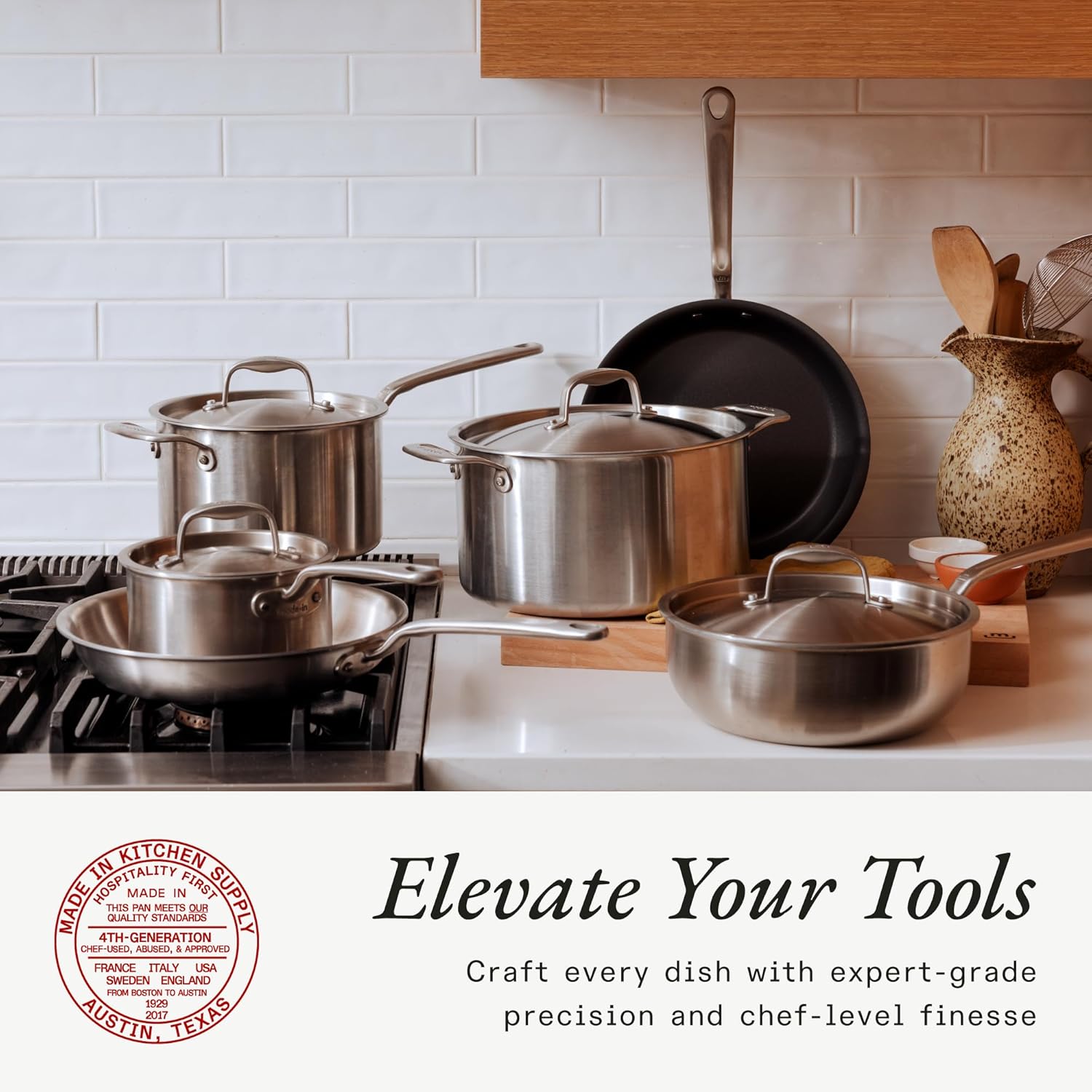 Made In 10-Piece Stainless Steel Cookware Set | Pro-Grade, 5-Ply, Made ...