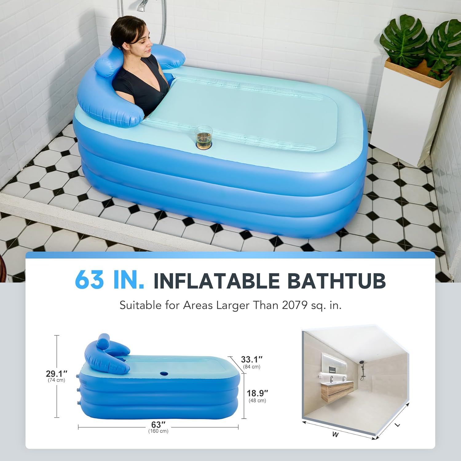 CO-Z Inflatable Adult Bath Tub – Portable Spa with Electric Pump ...