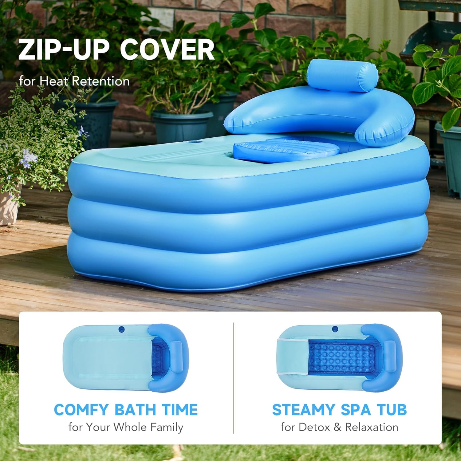 CO-Z Inflatable Adult Bath Tub – Portable Spa with Electric Pump ...