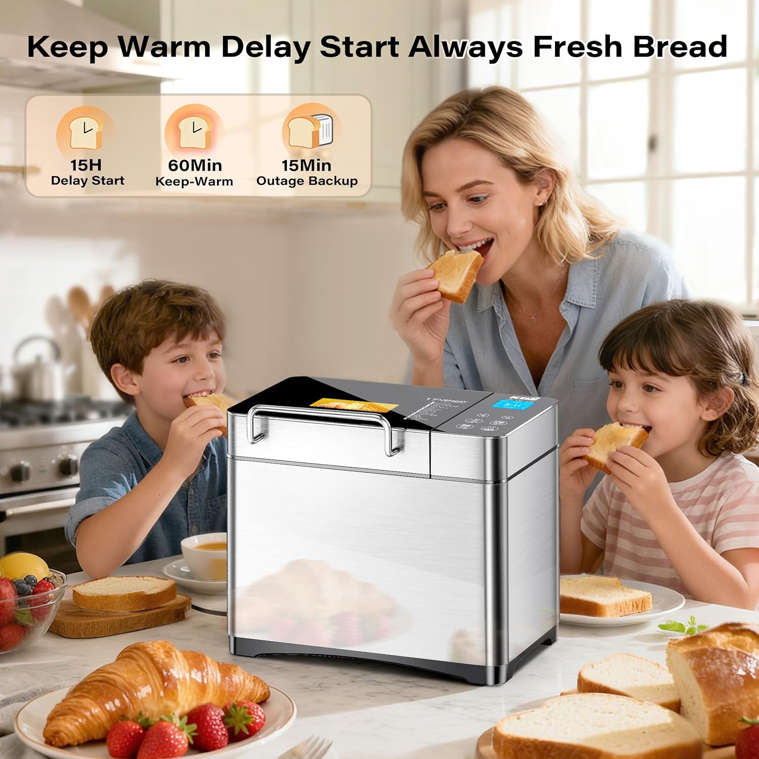 Wiloria | KBS Pro Stainless Steel Bread Machine – 2LB 17-in-1 XL Bread ...